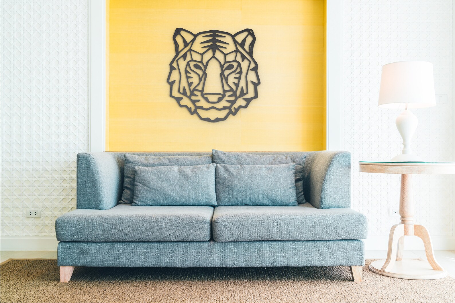 Tiger Animal Wooden Room Wall Decor Geometric Rustic Home - Etsy