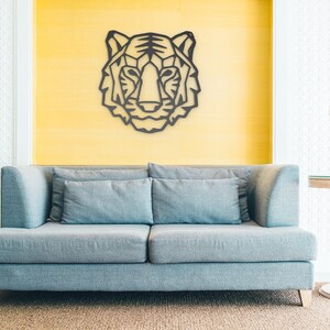 Tiger Animal Wooden Room Wall Decor, Geometric Rustic Home Decor ...