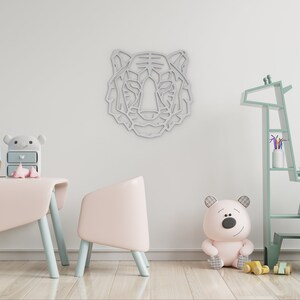 Tiger Animal Wooden Room Wall Decor, Geometric Rustic Home Decor ...