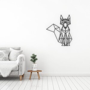 Fox Geometric Low Poly Wall Art, Animal Wall Hanging, Wall Decor, Wood ...