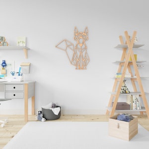 Fox Geometric Low Poly Wall Art, Animal Wall Hanging, Wall Decor, Wood ...