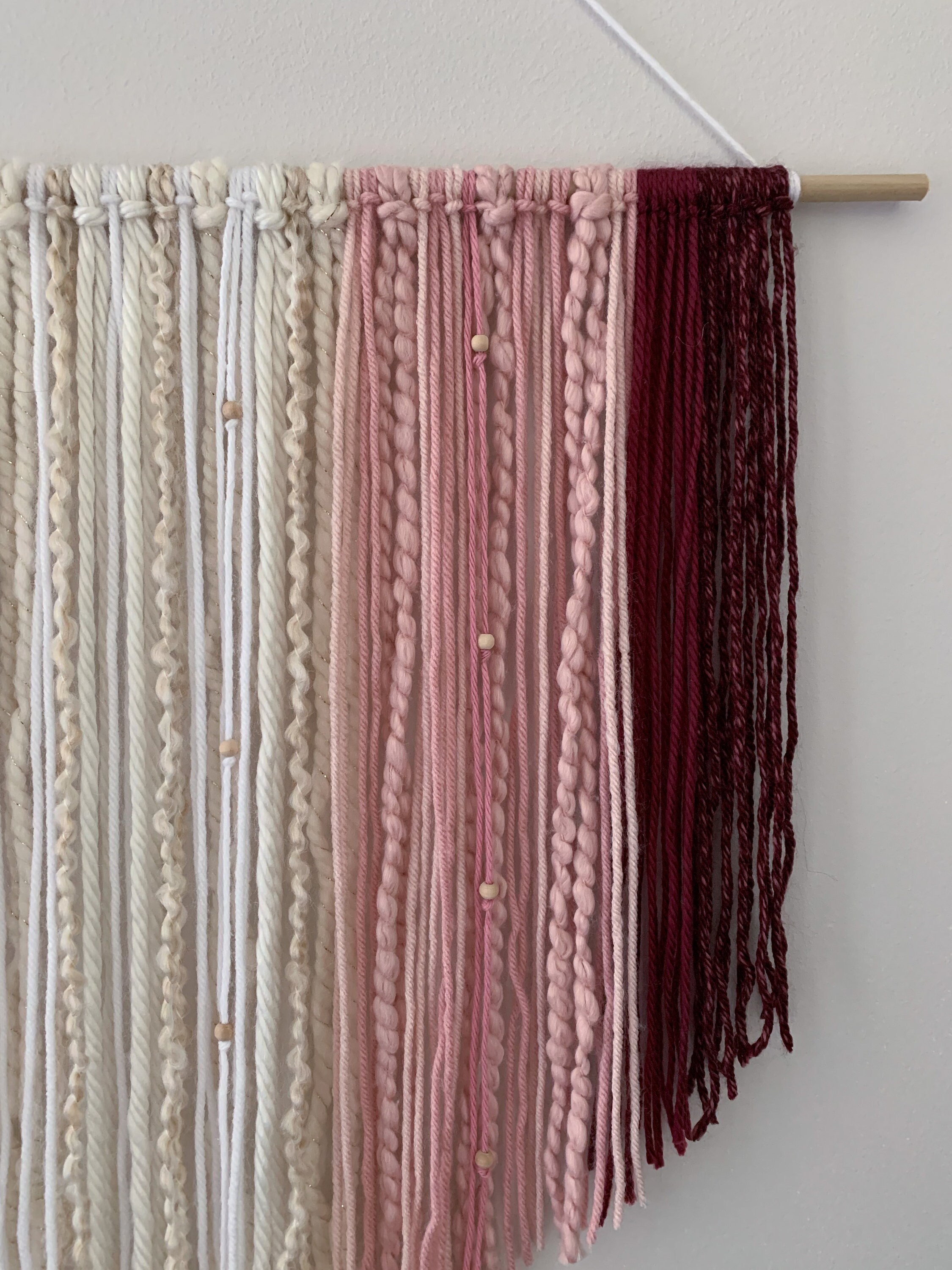 Boho Pink Wall Hanging for Girl's Room, Yarn Tapestry, Nursery Decor - Etsy