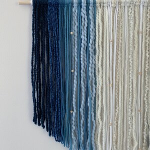 Blue and White Boho Yarn Tapestry, Wall Hanging - Etsy