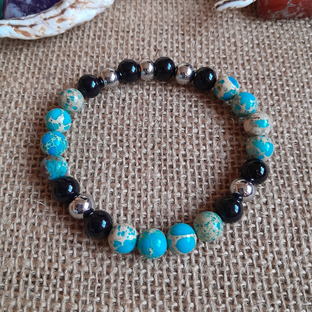 Johnny Depp Imperial Jasper, Onyx, Sainless Steel Bracelet - Etsy