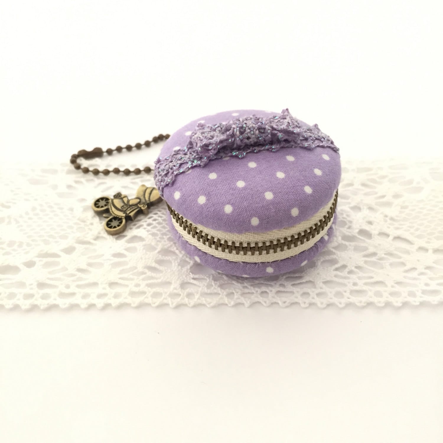 5 Cm Macaron Coin Purse Jewelry Pouch Violet With White - Etsy