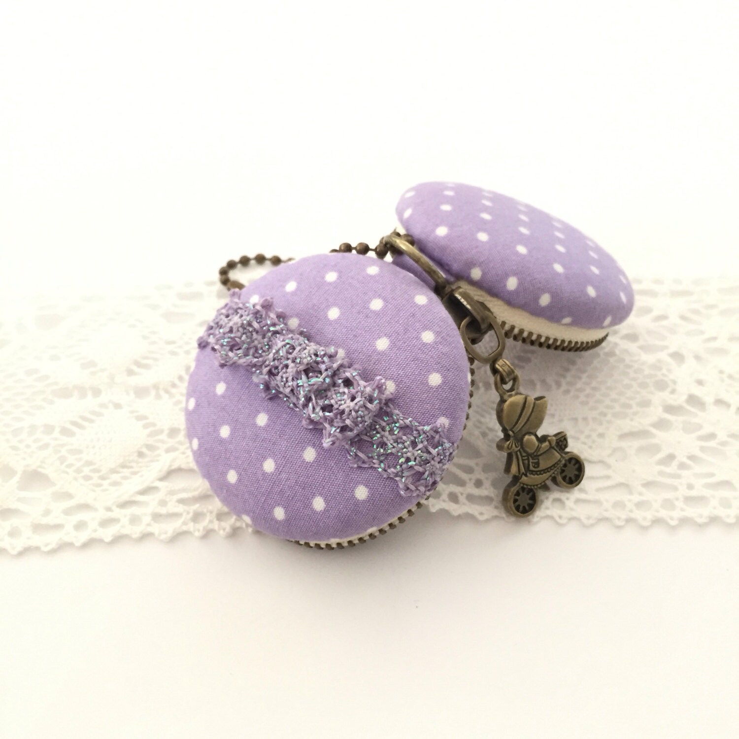 5 Cm Macaron Coin Purse Jewelry Pouch Violet With White - Etsy