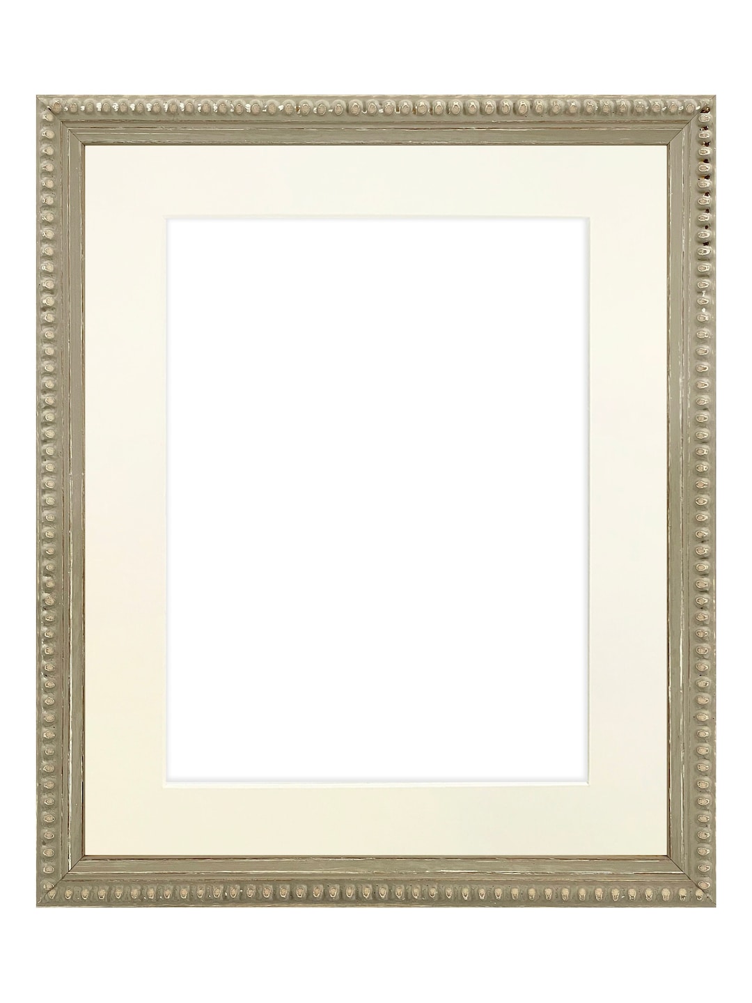 Crown Clay Photo Frame With Ivory Mount, Wooden Picture Frame, Green ...