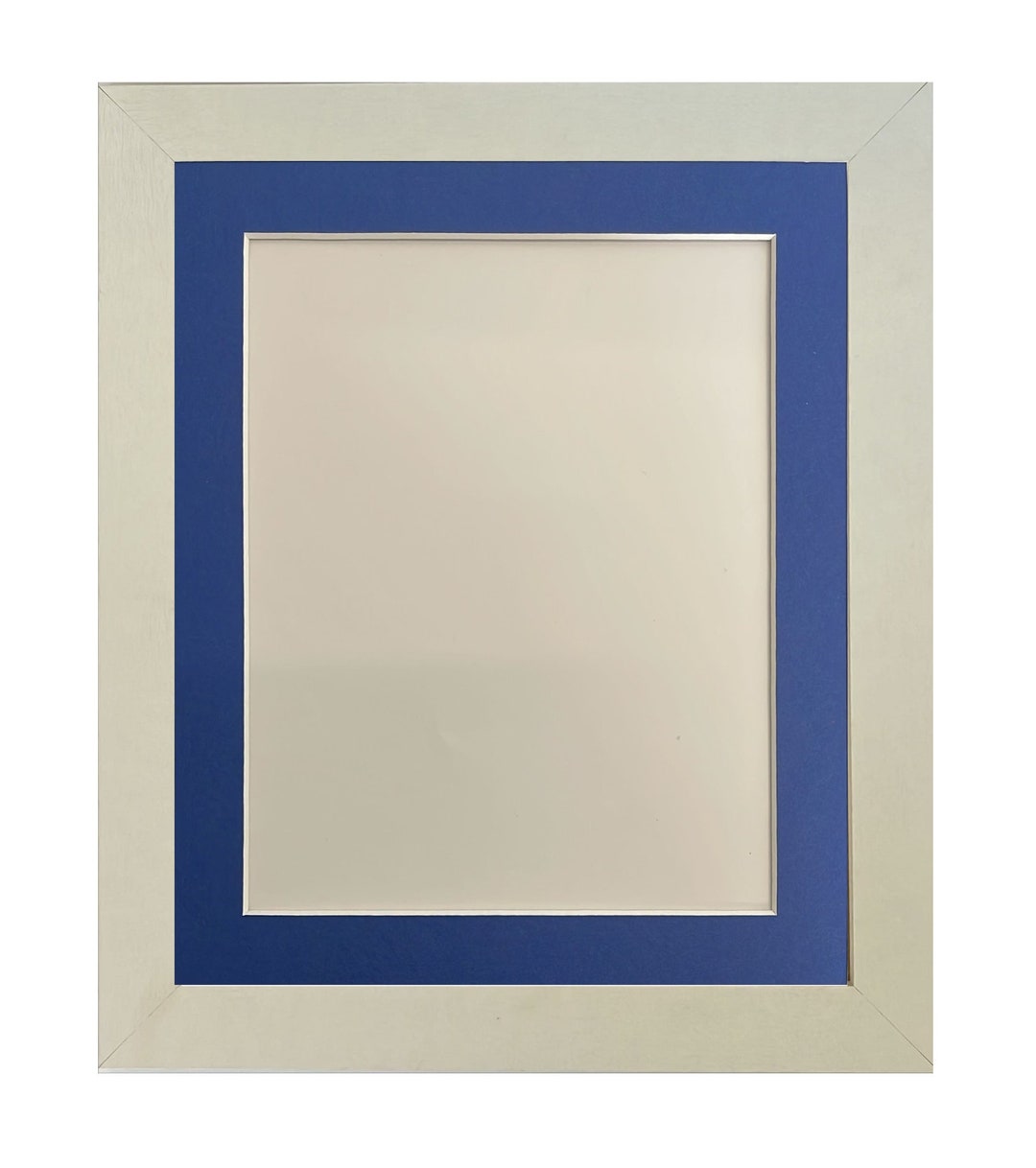Studio White Ash Photo Picture Frame With a Oxford Blue Mount, Poster ...