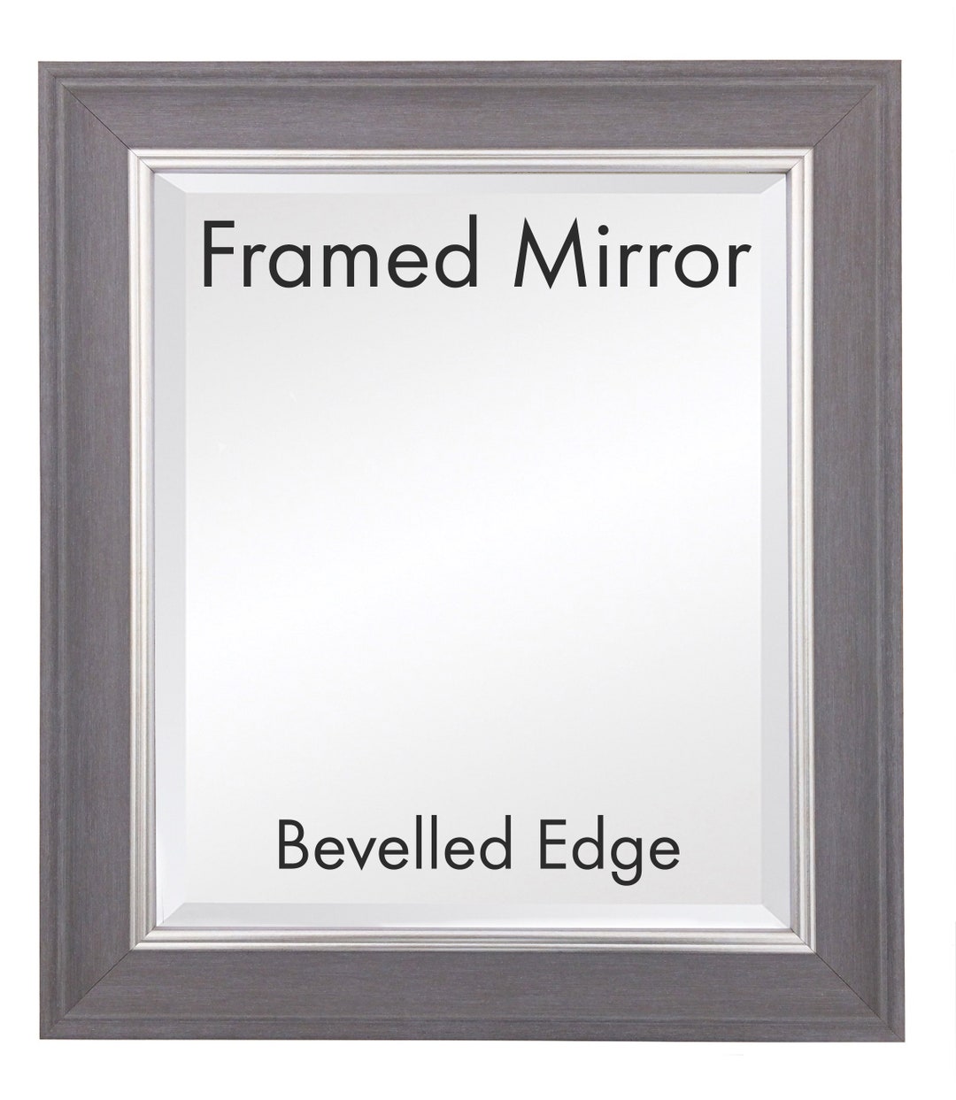 Scandi Slate Grey Framed Mirror: Bevelled Edge Wall Decor - Etsy UK