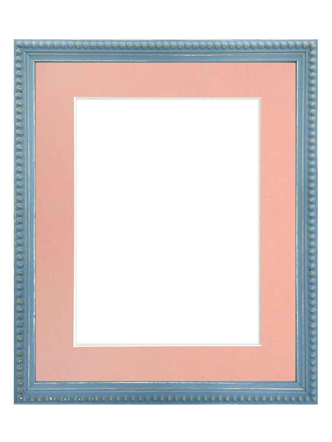 Crown Blue Photo Frame With Pink Mount, Wooden Bobbin Distressed Frame ...
