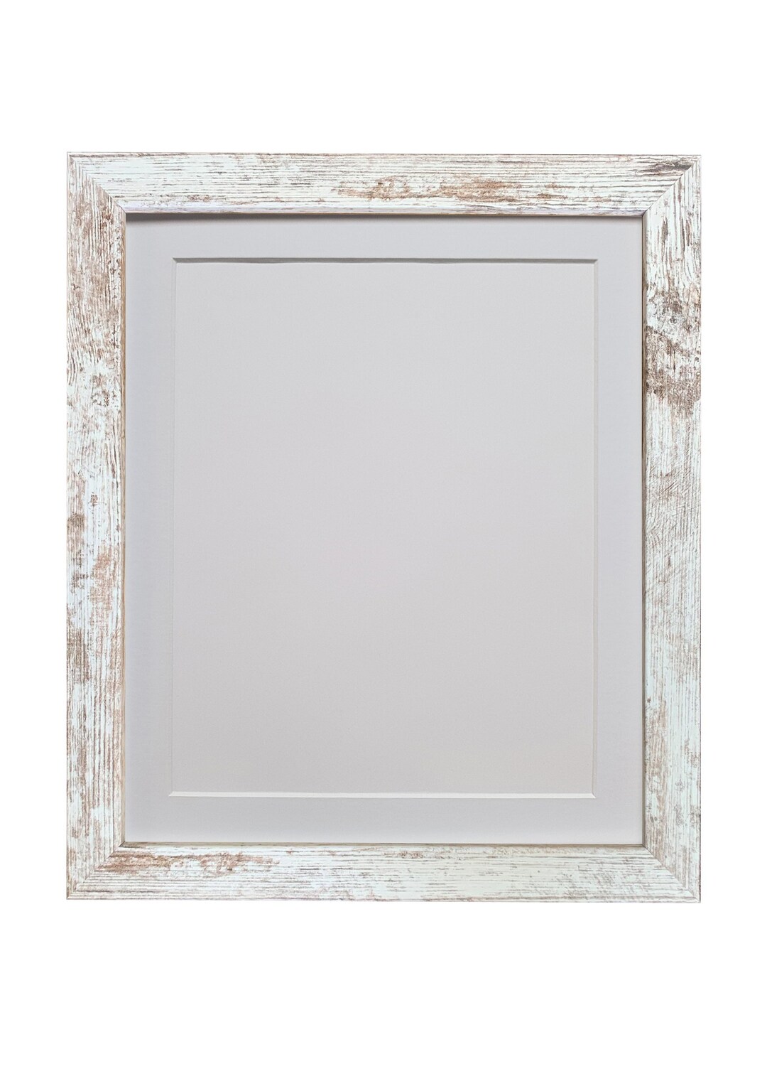 H7 Distressed White Frame With White Mount, Photo Frame With Mount ...