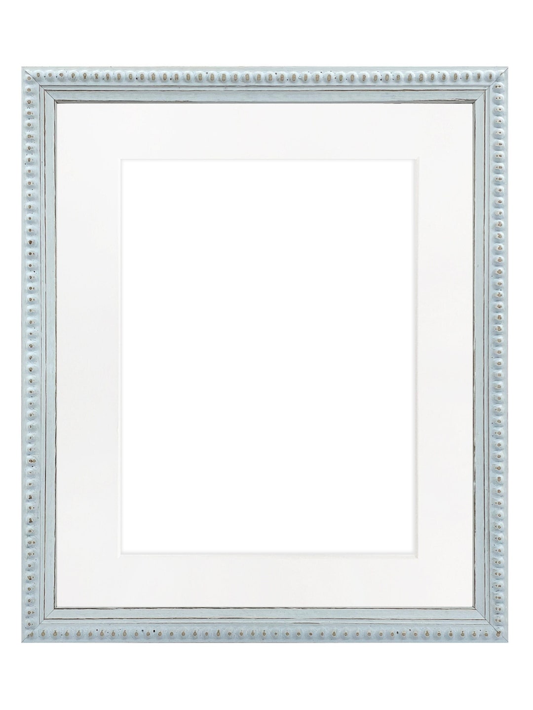 Crown Pale Blue Photo Frame With White Mount, Wooden Bobbin Distressed ...