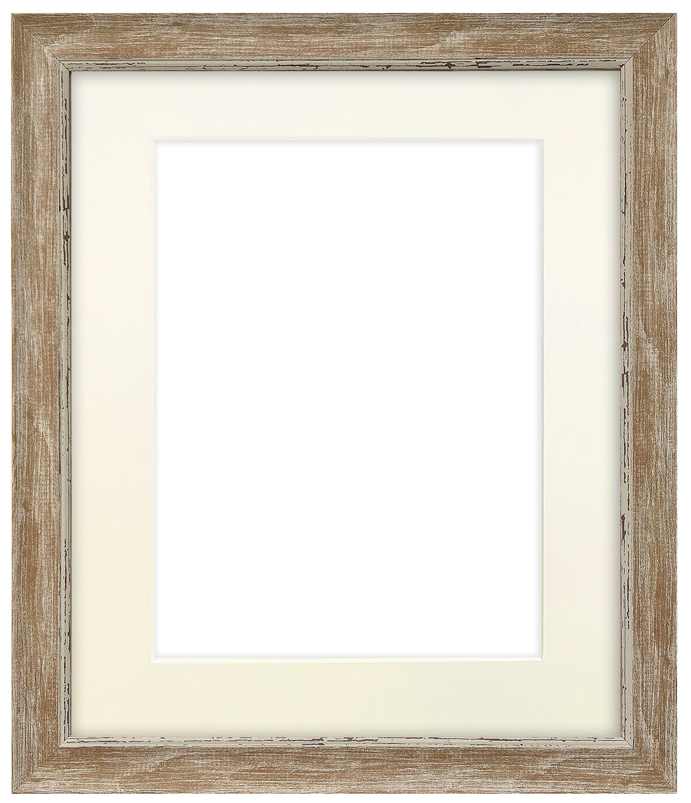 Nordic Distressed Wood Frame With Ivory Mount Photo Frame - Etsy UK