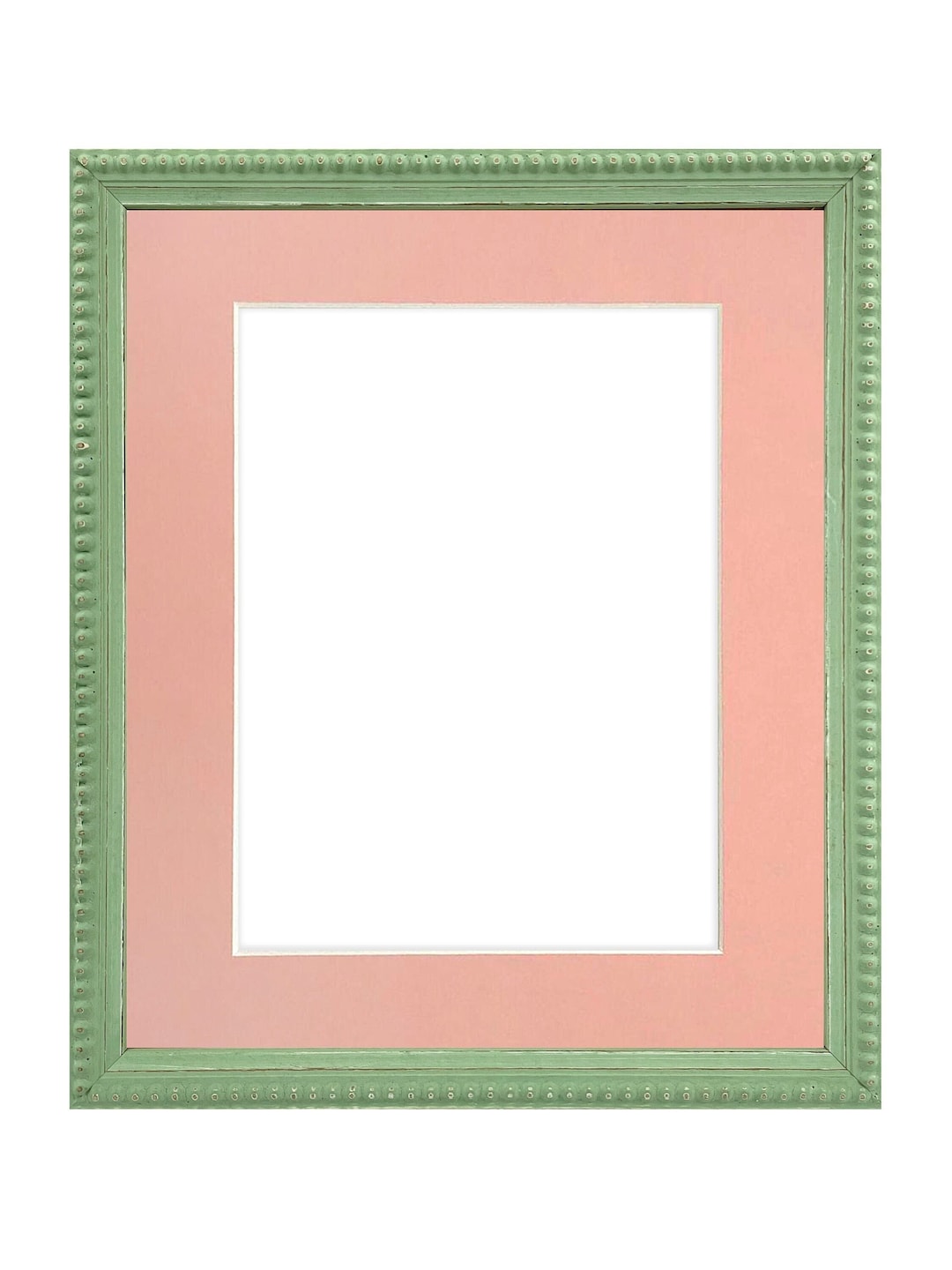 Crown Pea Green Photo Frame With Pink Mount, Wooden Bobbin Distressed ...