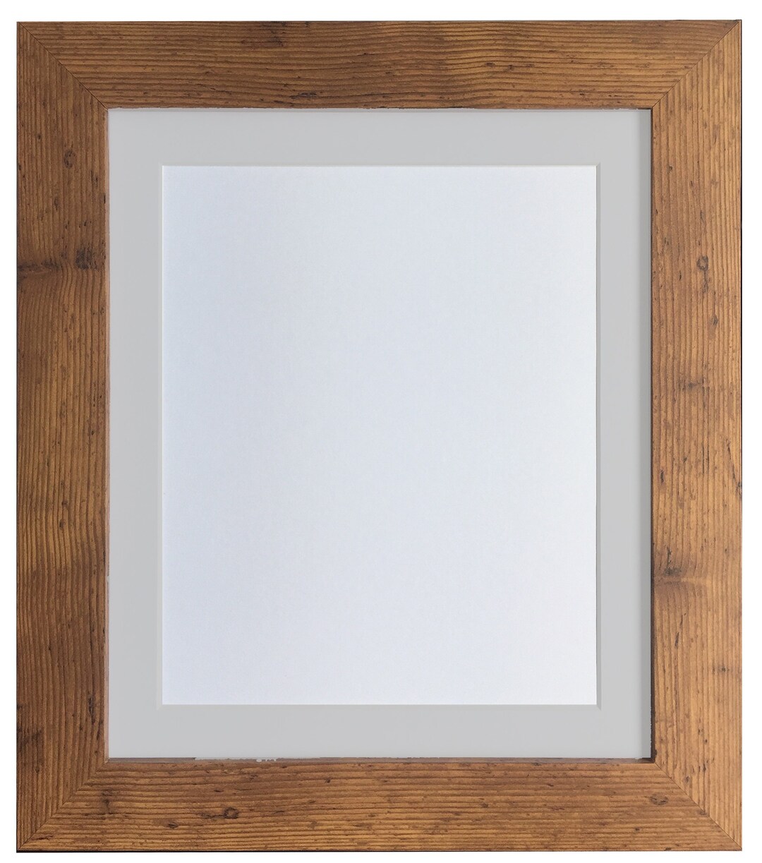 Metro Vintage Wood Photo Frame With Light Grey Mount, Picture Frame ...