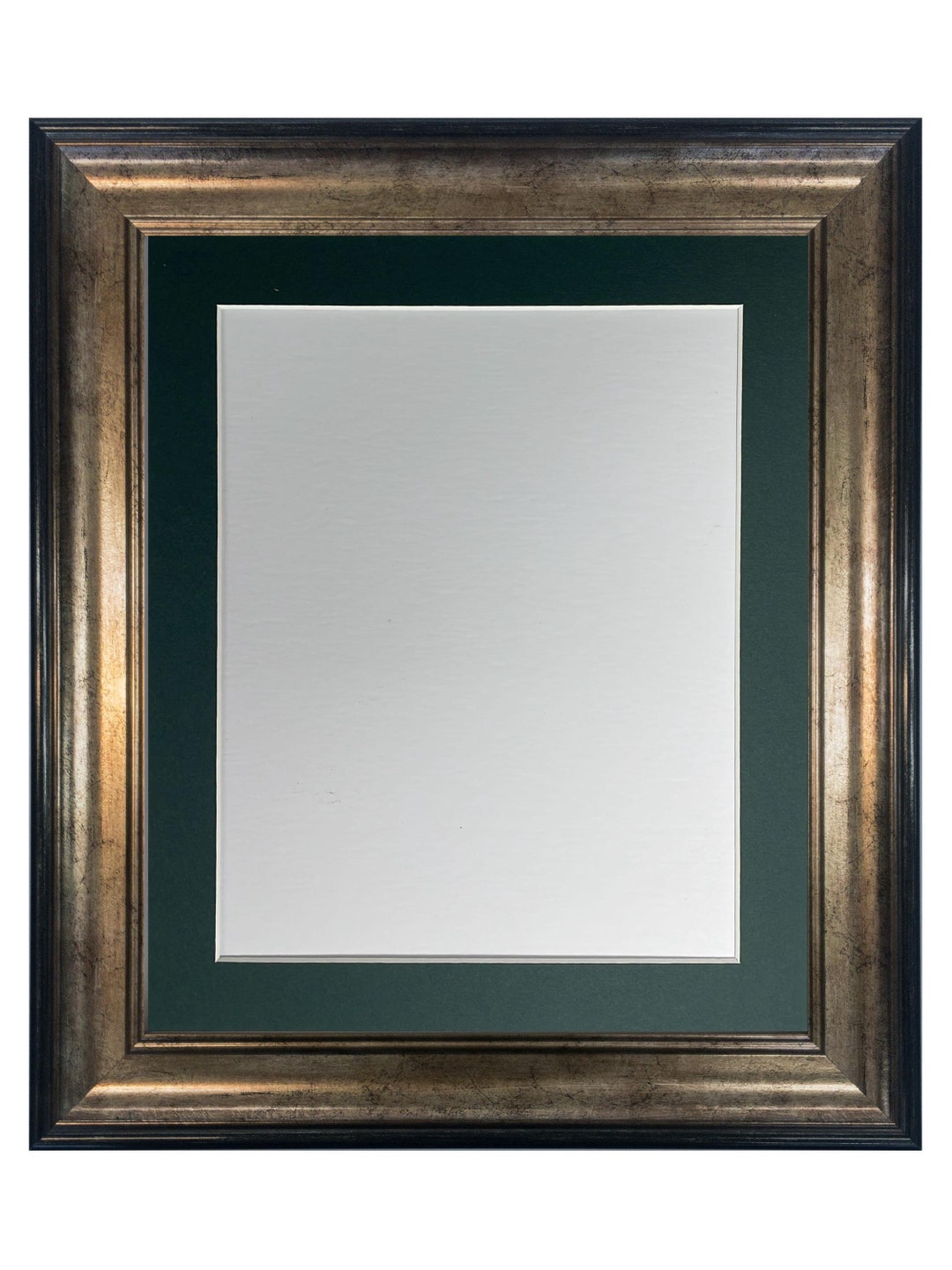 Scandi Black&gold Photo Frame With Dark Green Mount, Gold Picture Frame ...