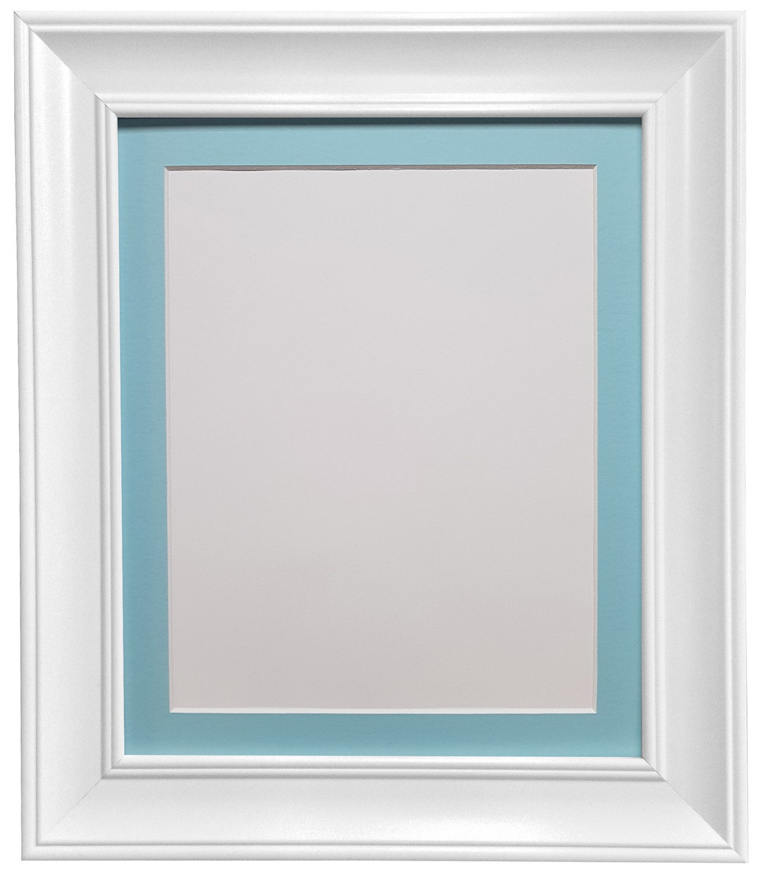 Scandi Vintage White Photo Frame With Blue Mount, White Frame & Mount ...