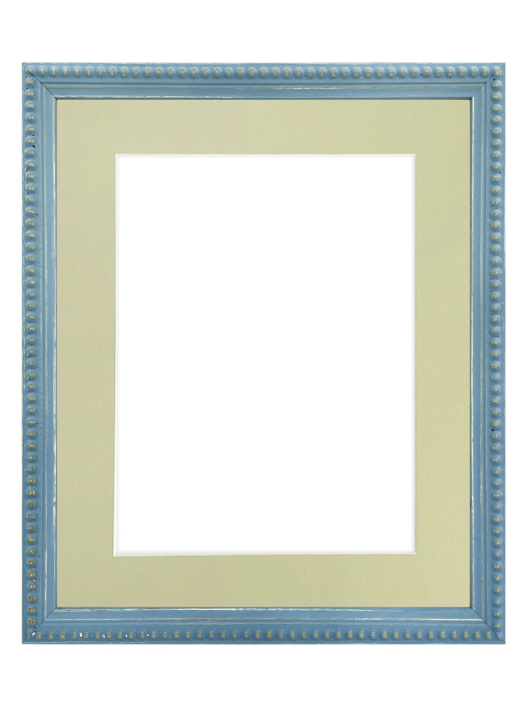 Crown Blue Photo Frame With Light Grey Mount, Wooden Bobbin Distressed ...