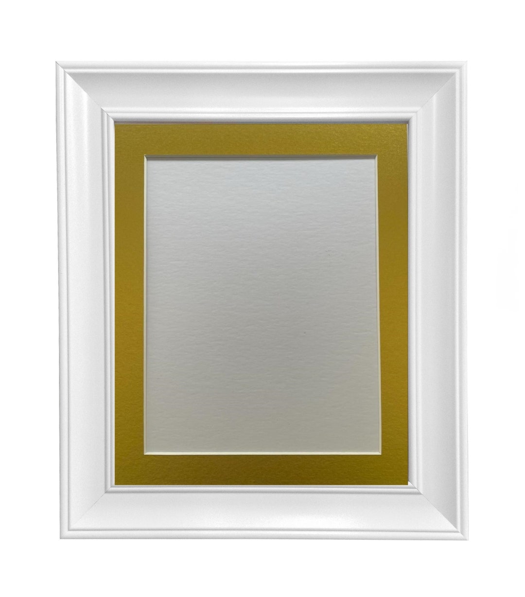 Scandi Vintage White Photo Frame With Gold Mount, White Frame & Mount ...