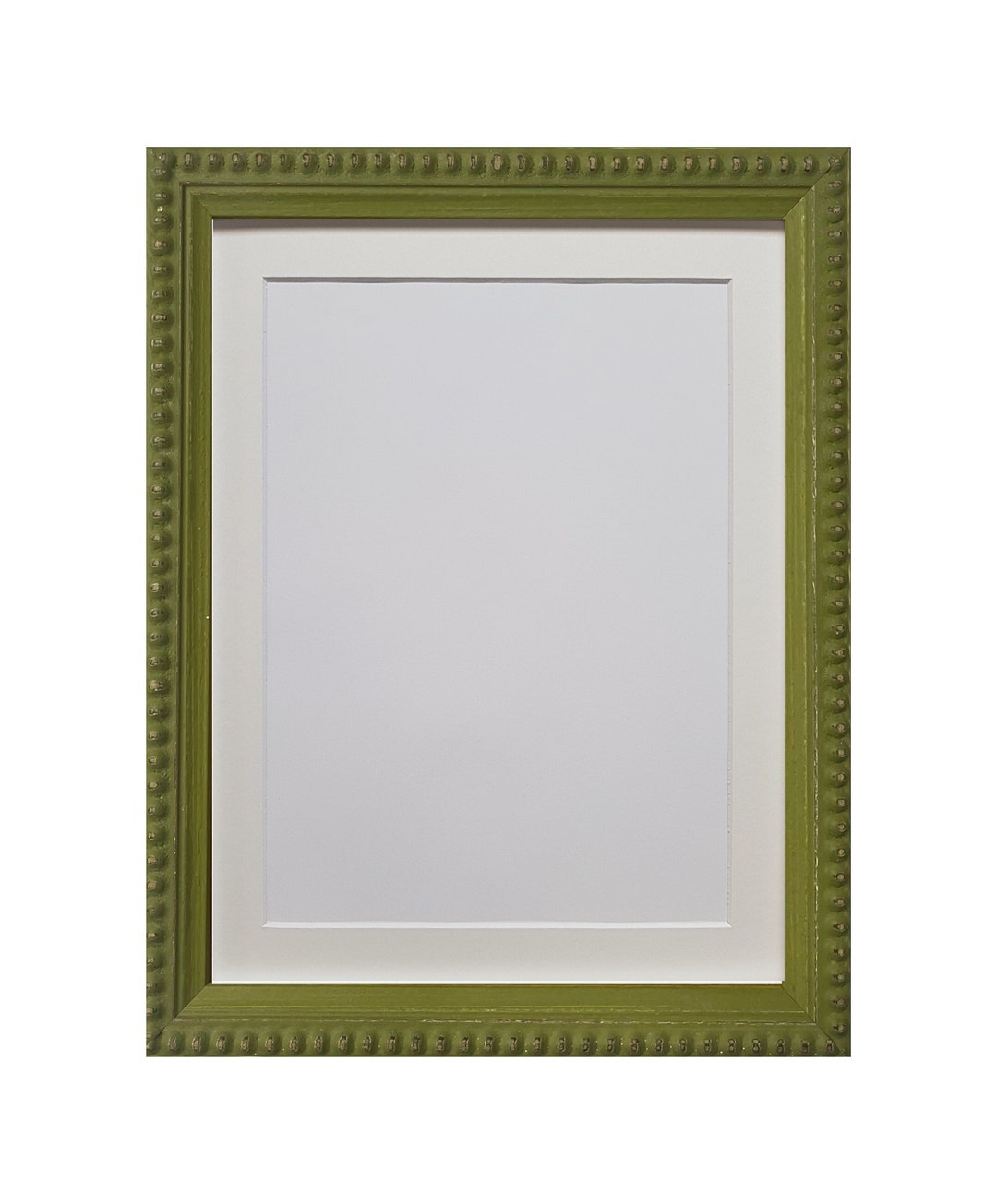 Crown Olive Green Photo Frame With Ivory Mount, Wooden Bobbin ...