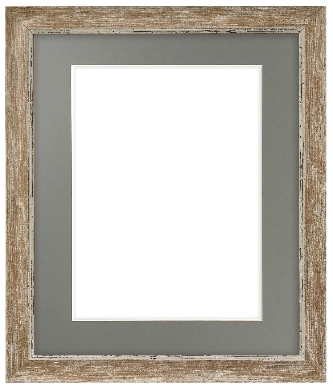 Nordic Distressed Wood Frame With Dark Grey Mount - Etsy UK