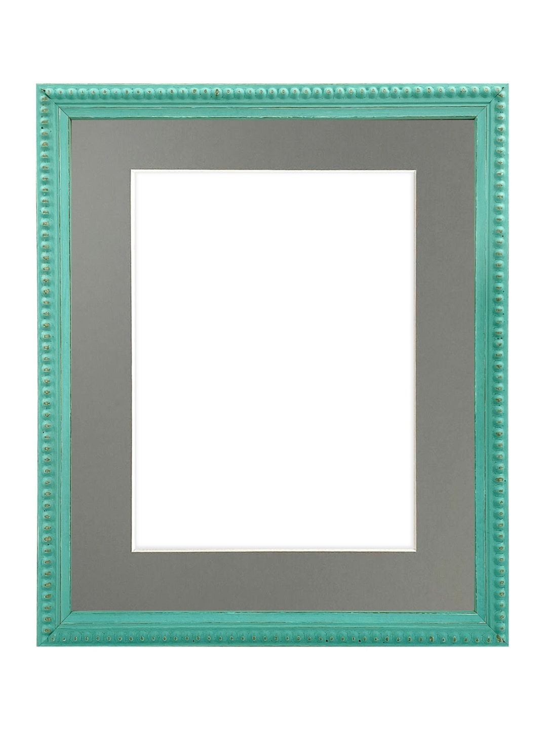 Crown Turquoise Photo Frame With Dark Grey Mount, Wooden Picture Frame ...