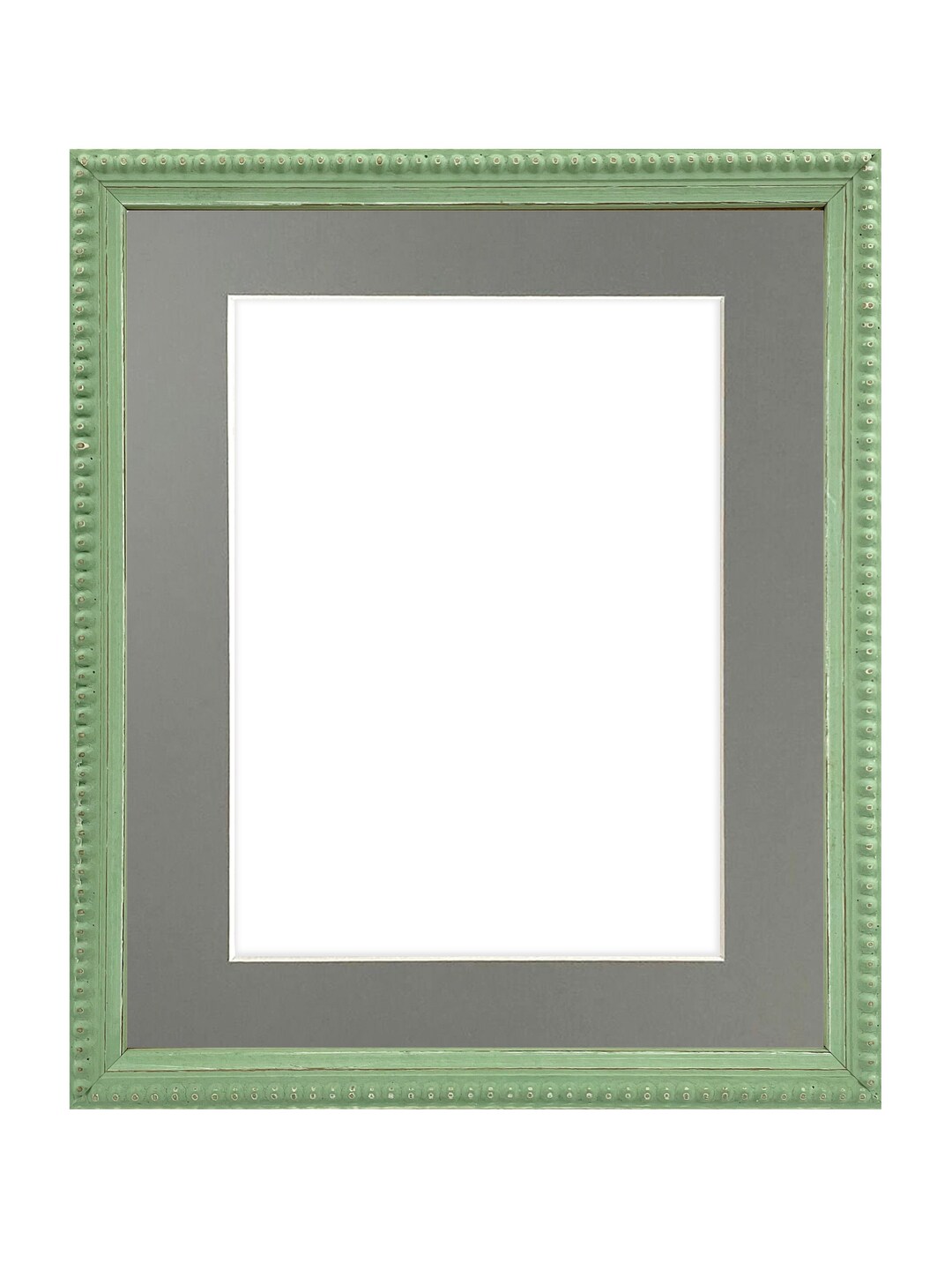 Crown Green Photo Frame With Dark Grey Mount, Wooden Bobbin Distressed ...