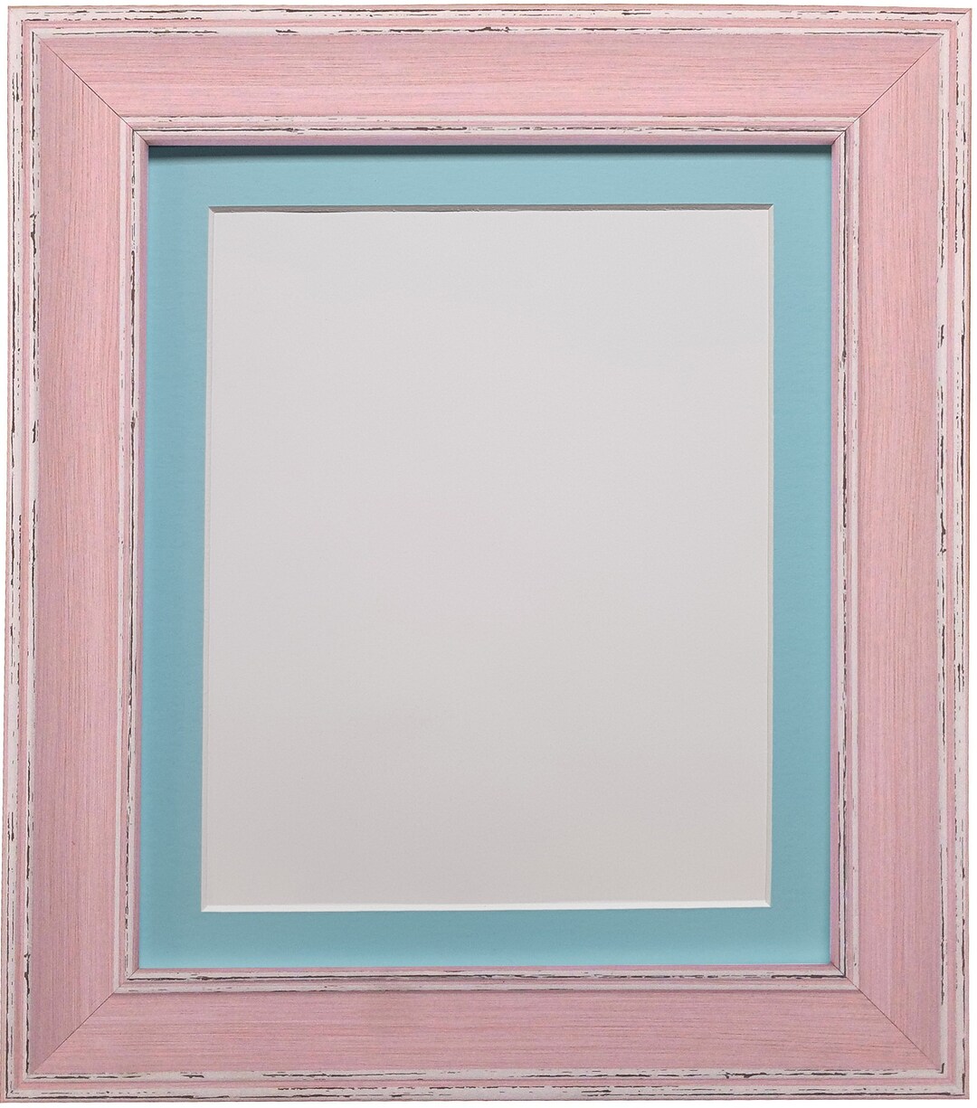 Scandi Pink Photo Frame With Blue Mount, Pink Picture Frame, Pink ...