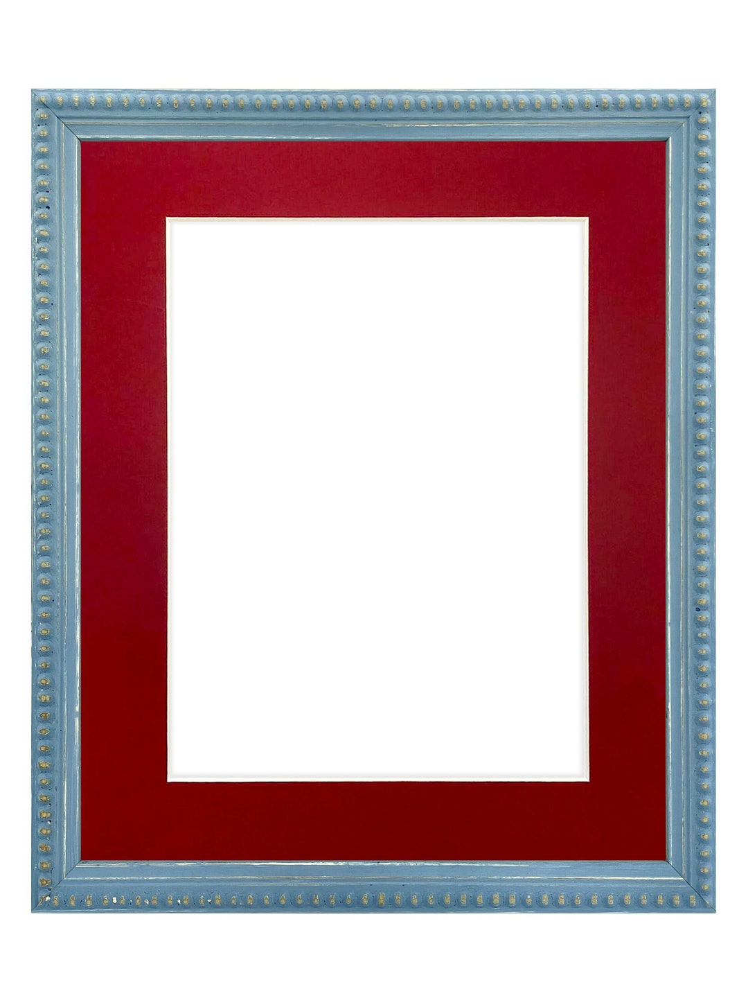 Crown Blue Photo Frame With Red Mount,wooden Bobbin Distressed Frame - Etsy