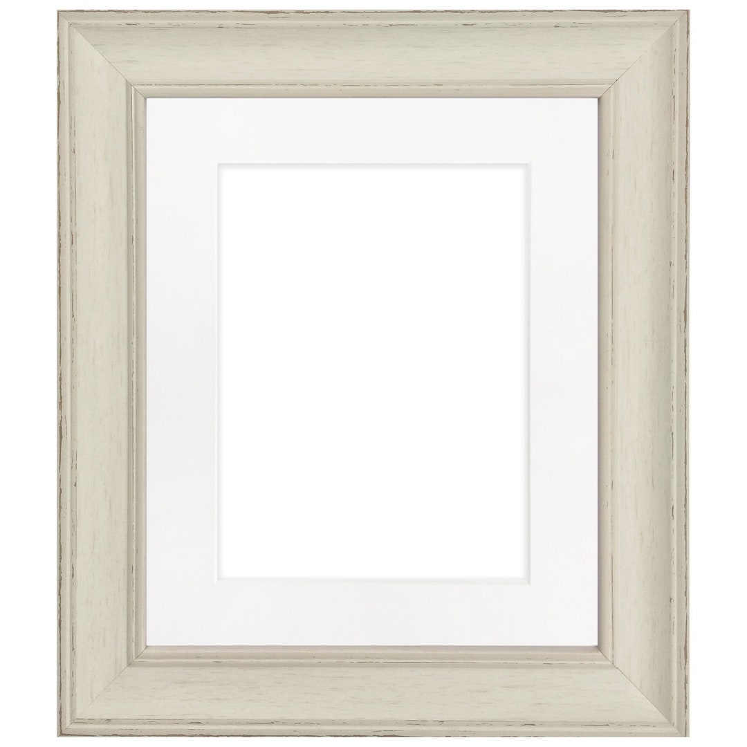 Scandi Ivory Grey Photo Frame With White Mount, Ivory Picture Frame ...