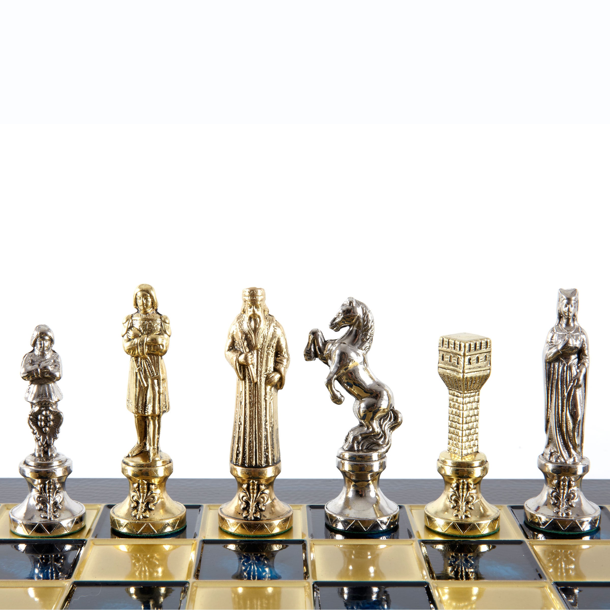 Renaissance Chess Set Brass&nickel Blue Chess Board - Etsy