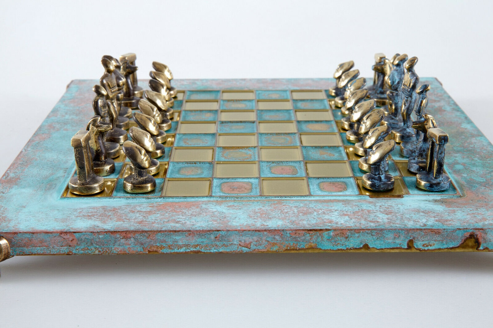 Cycladic Art Large Chess Set Bronze Material Blue Oxidize | Etsy