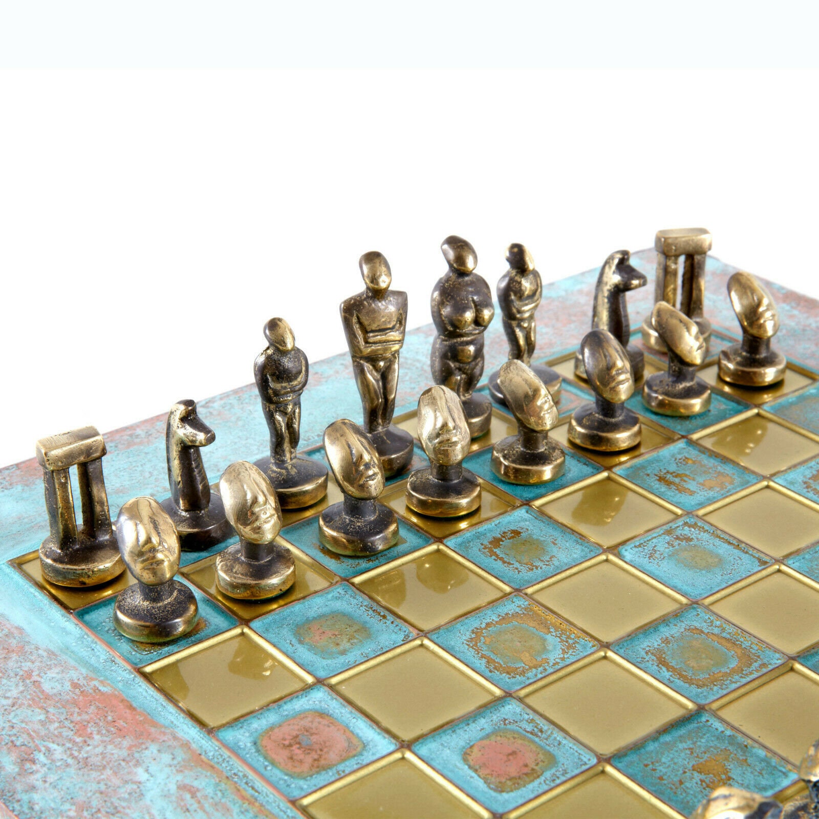 Cycladic Art Chess Set Bronze Material Blue Oxidized Chess - Etsy
