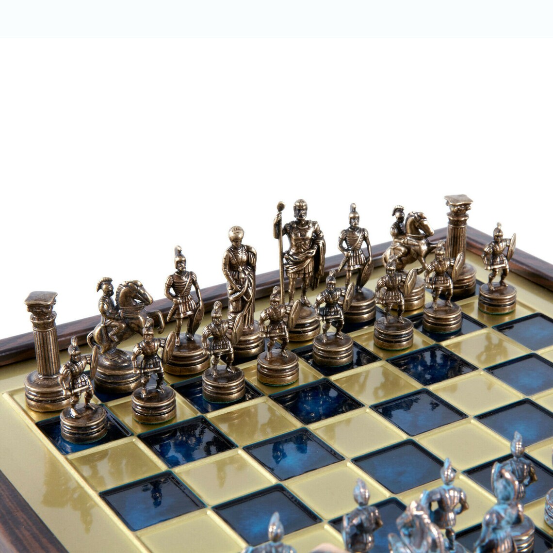 Greek Roman Army Chess Set Blue&copper Wooden Case Blue - Etsy