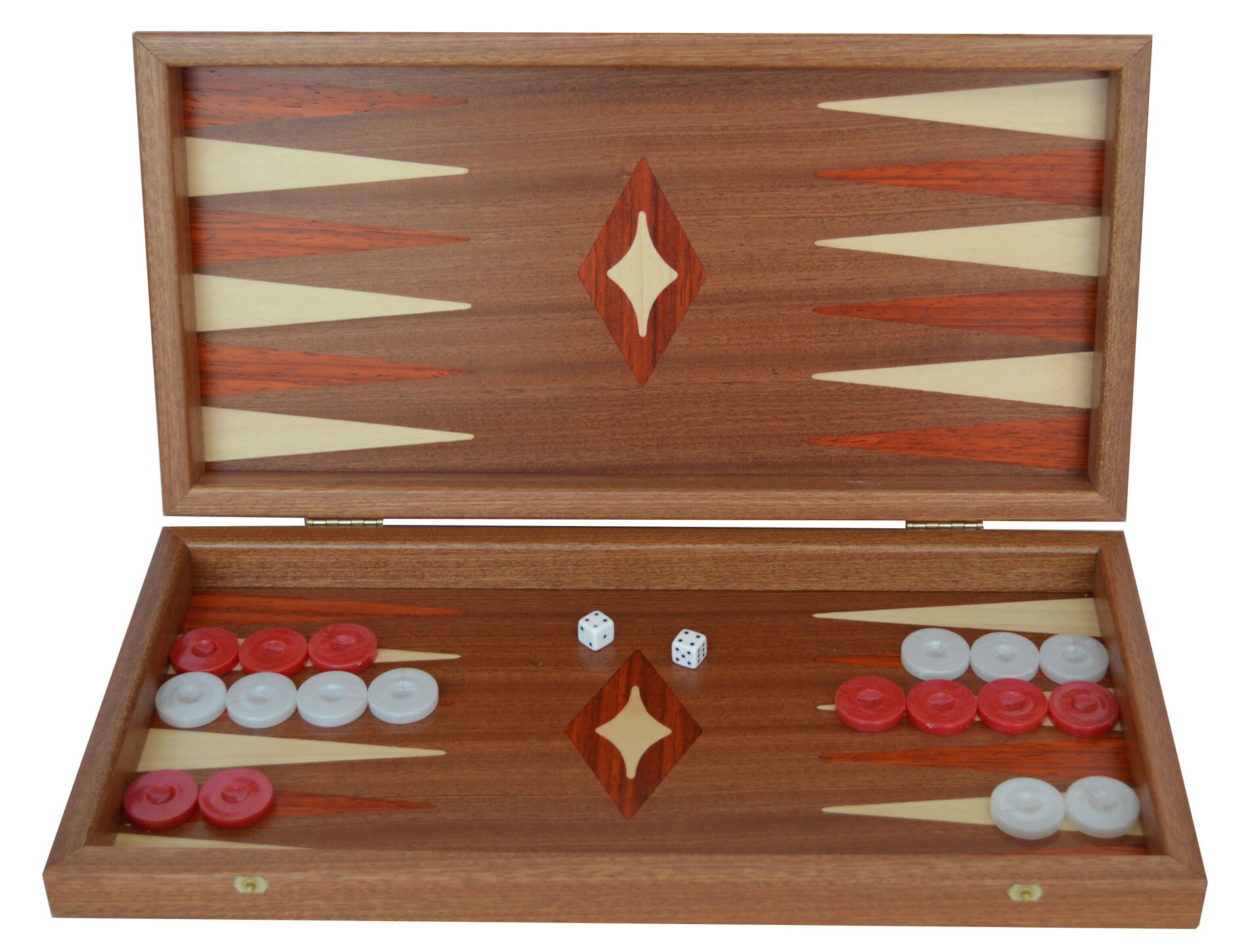 Traditional 15 Mahogany Backgammon Set Red White | Etsy