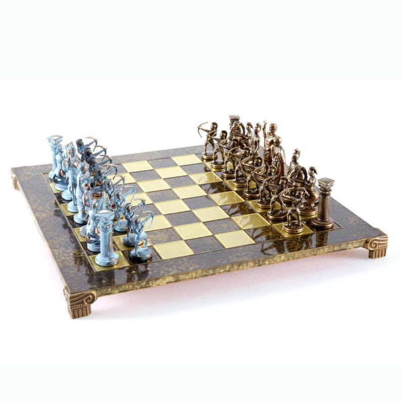 Archers Large Chess Set Blue&copper Brown Chess Board - Etsy