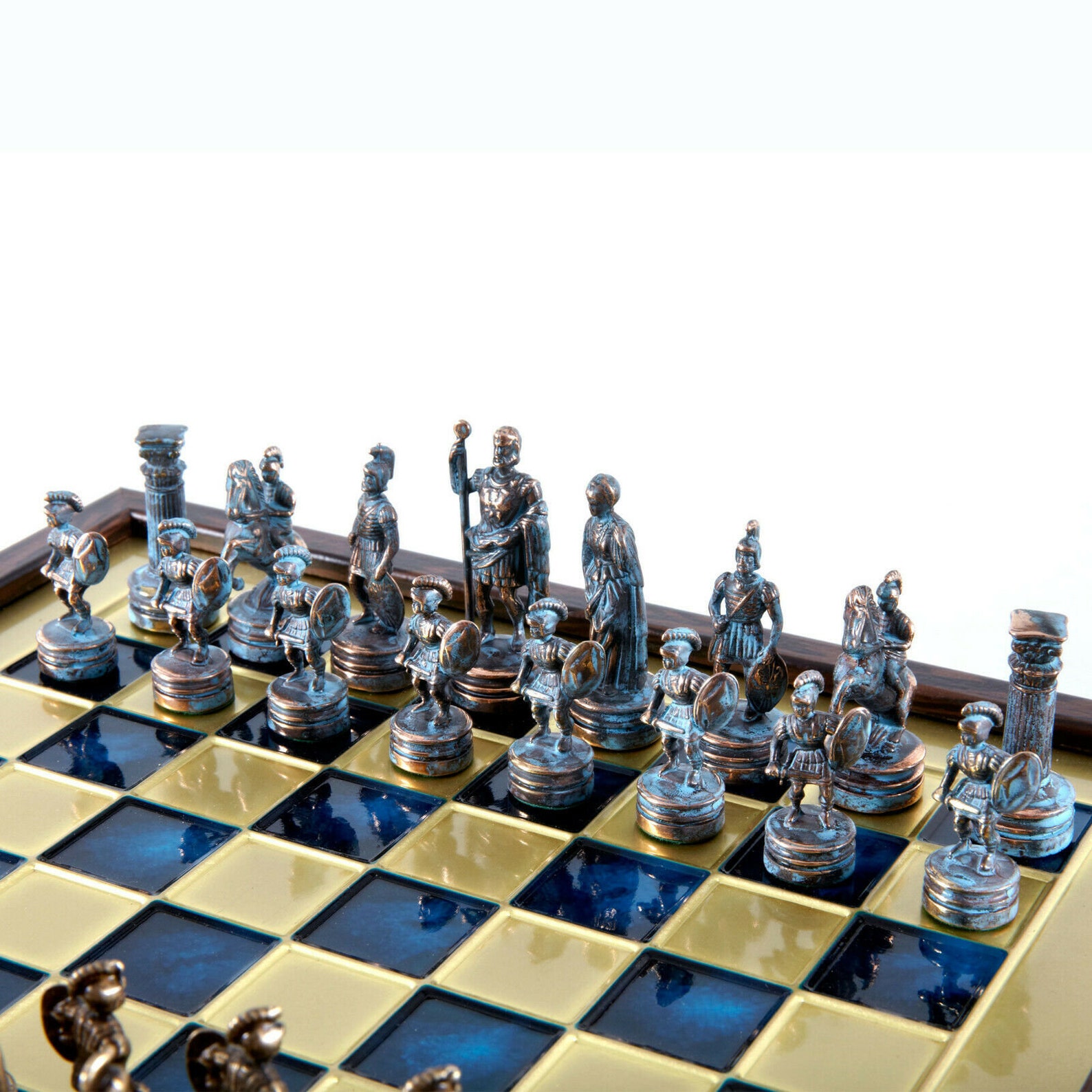 Greek Roman Army Chess Set Blue&copper Wooden Case Blue - Etsy