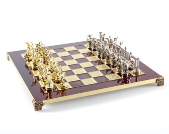 Archers Large Chess Set Brass&nickel Red Chess Board | Etsy