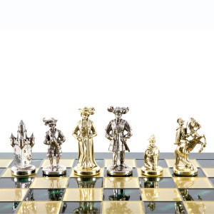 Knights Chess Set - Brass&nickel - Green Chess Board - Etsy