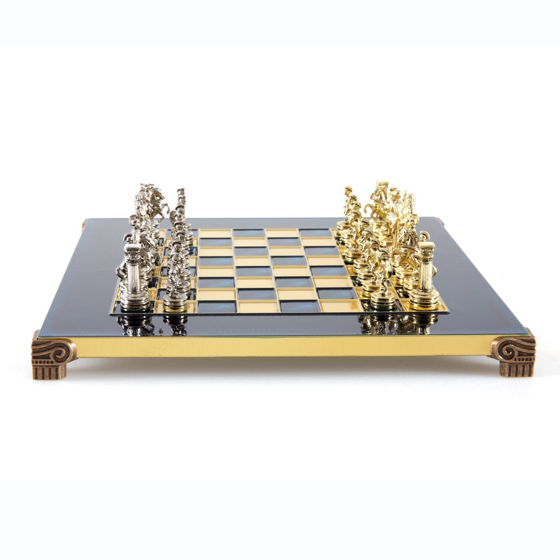 Greek Roman Army Chess Set Brass&nickel Blue Chess Board - Etsy