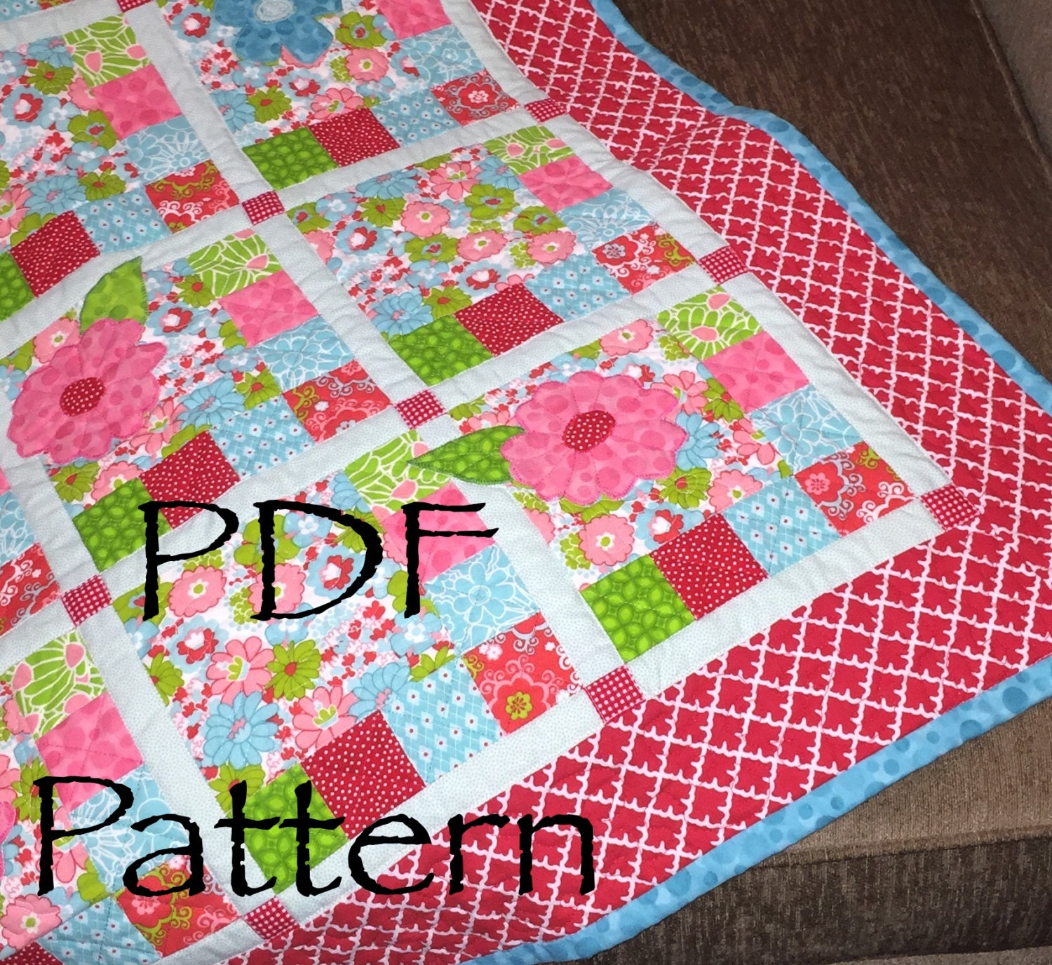 Flower Checked Quilt PATTERN Baby Girl Quilt Pattern | Etsy