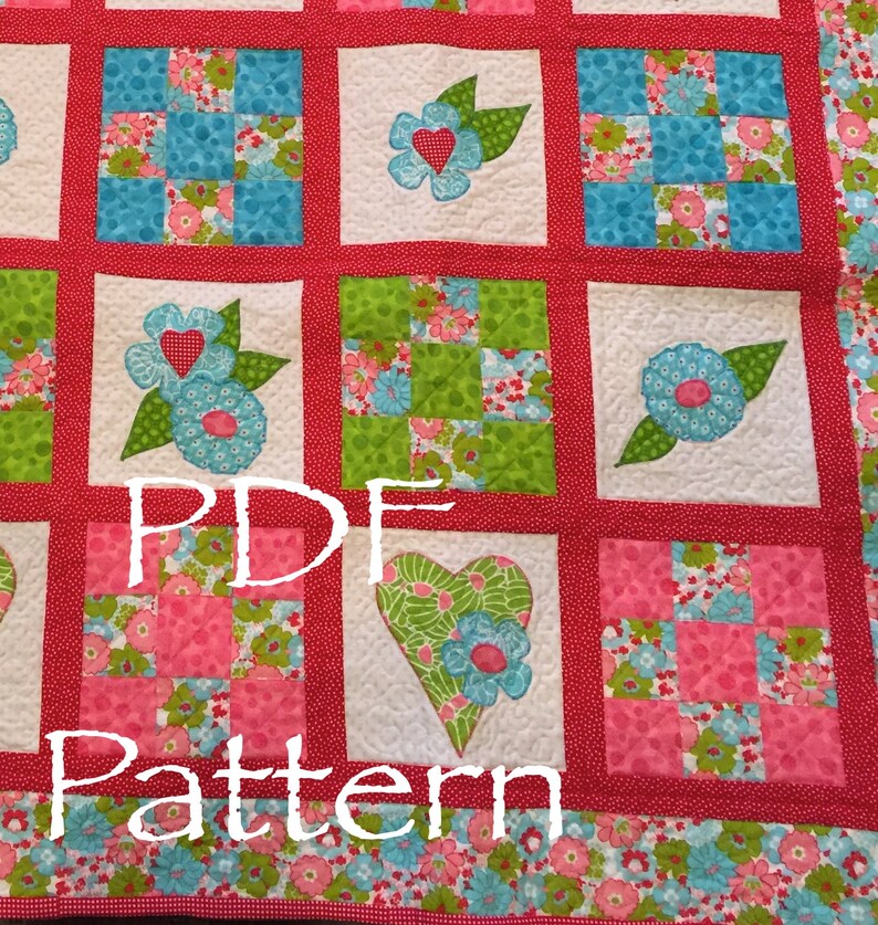 Flower Garden Quilt PATTERN - Baby Girl Quilt Pattern - Quilt Pattern ...