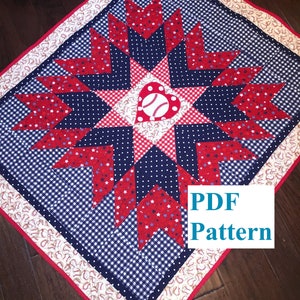 Baseball Baby Quilt Pattern, Full Star Quilt Pattern, Star Baby Quilt ...