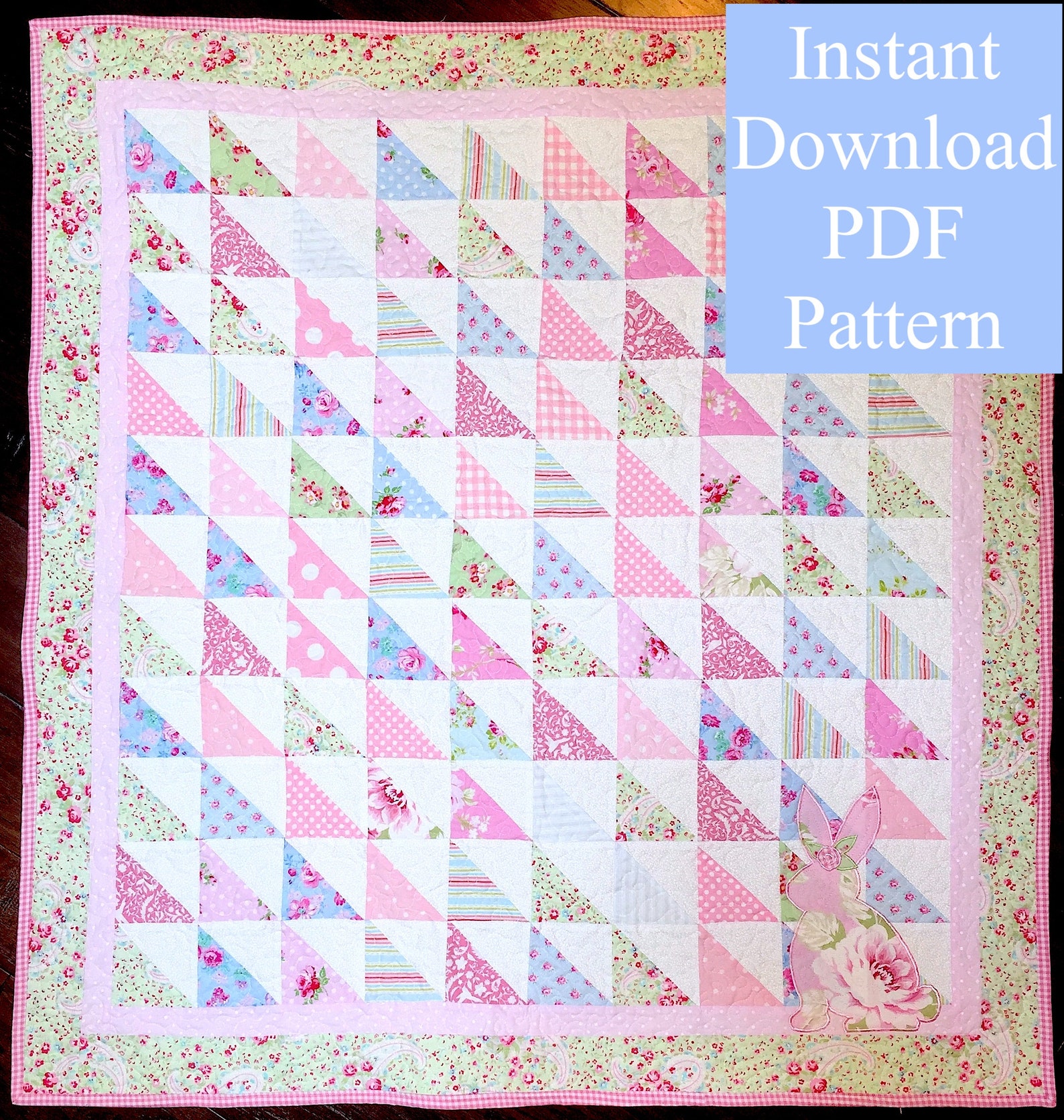 Bunny Baby Quilt Pattern Quilt Pattern With Bunny Farmhouse - Etsy ...