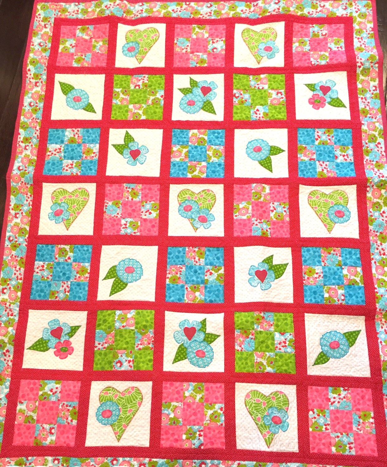 Flower Garden Quilt PATTERN - Baby Girl Quilt Pattern - Quilt Pattern ...