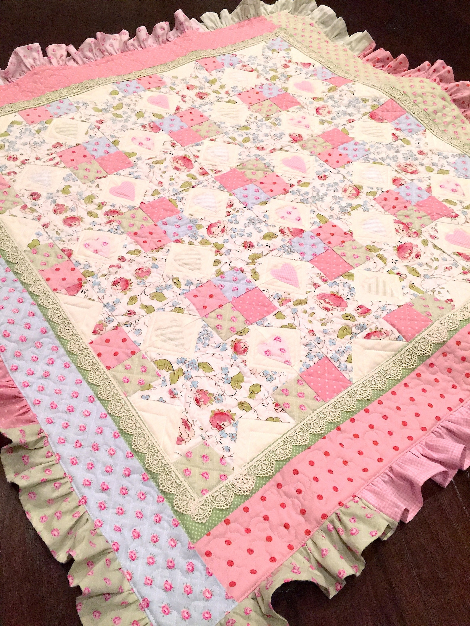 Ruffle Quilt Pattern Baby Girl Quilt Pattern Star & Heart - Etsy Canada