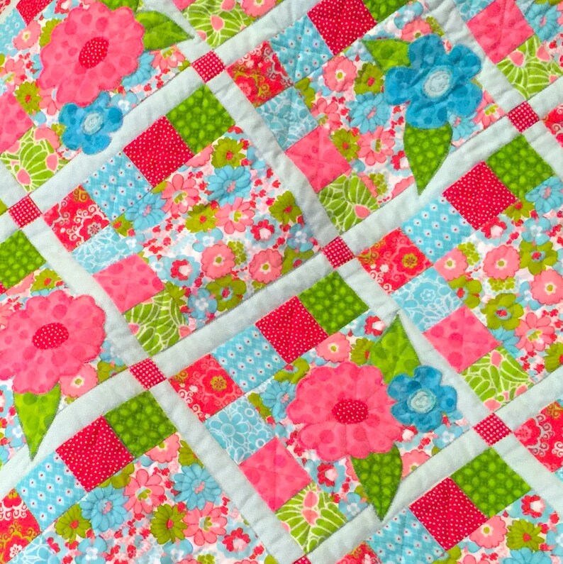 Flower Checked Quilt PATTERN Baby Girl Quilt Pattern - Etsy