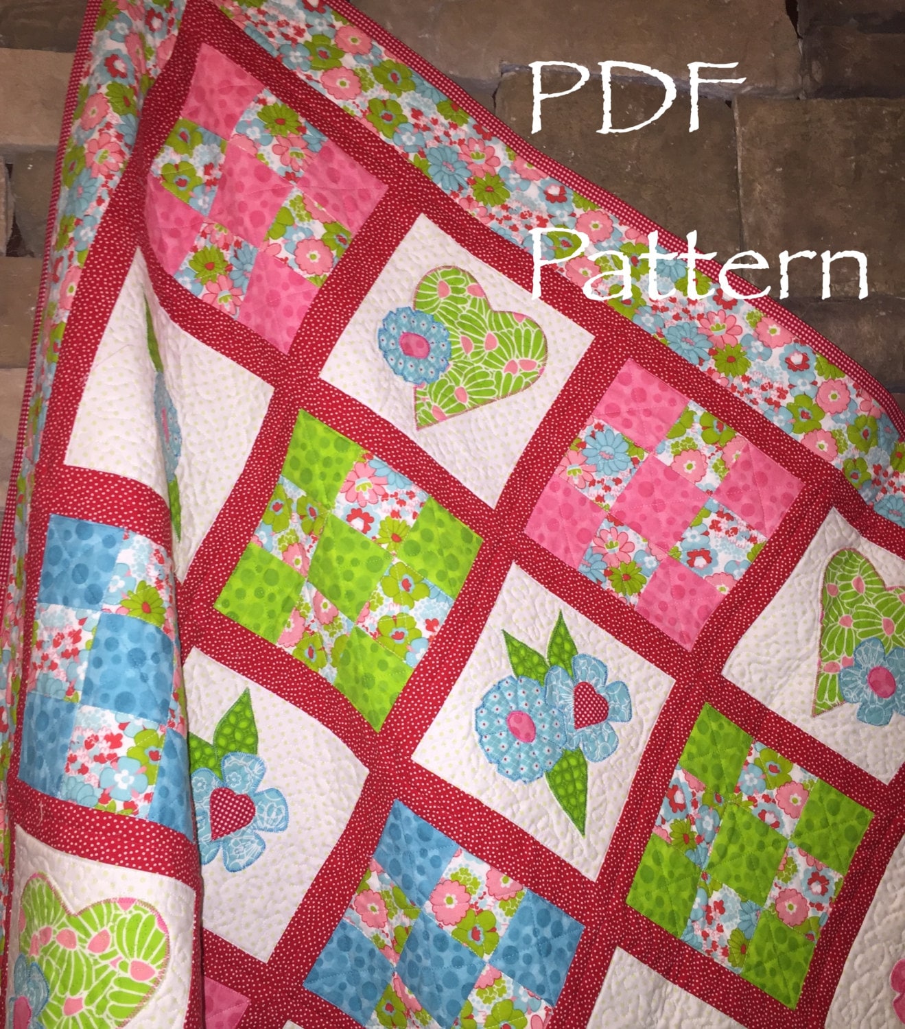 Flower Garden Quilt PATTERN - Baby Girl Quilt Pattern - Quilt Pattern ...