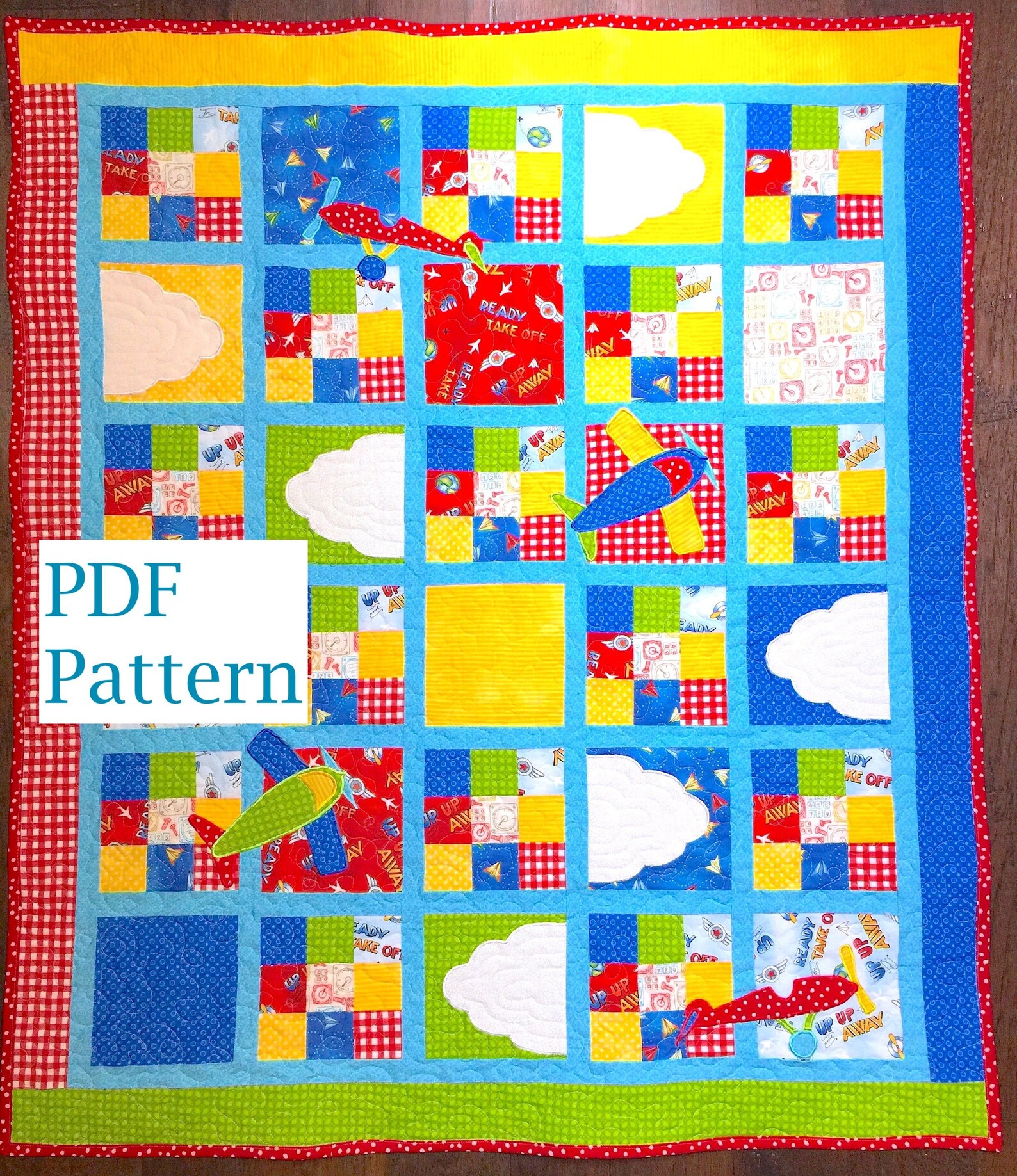 Airplane Baby Quilt Pattern: Patchwork Applique (PDF Pattern) - Etsy