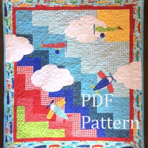 Airplane Baby Quilt Pattern: Stair Step Applique (PDF Pattern) - Etsy